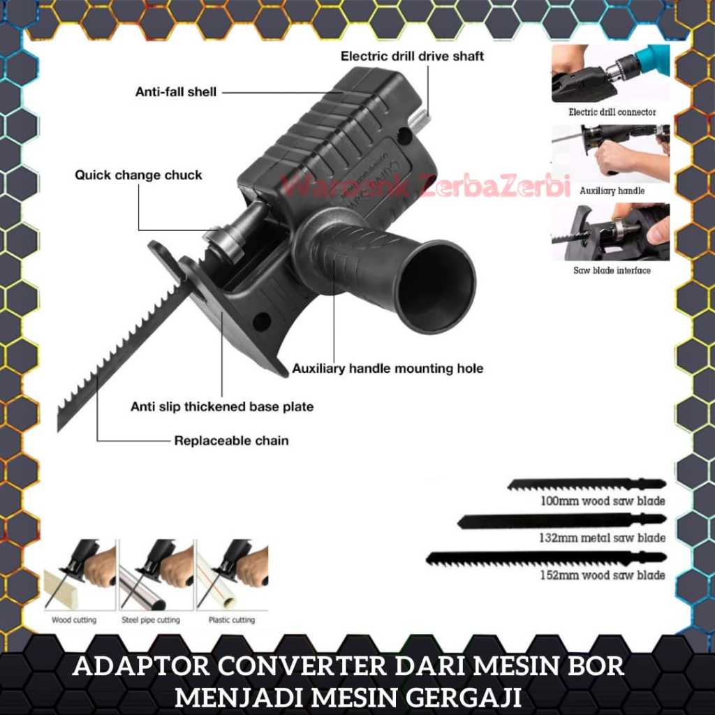 Jual ALAT ADAPTOR CONVERTER ADAPTER RECIPROCATING JIG SAW JIGSAW DRILL ...