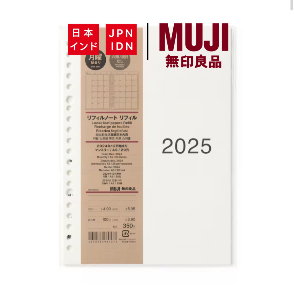 Jual [Pre Order] MUJI - Refill Note Refill Monthly Schedule - Starting ...