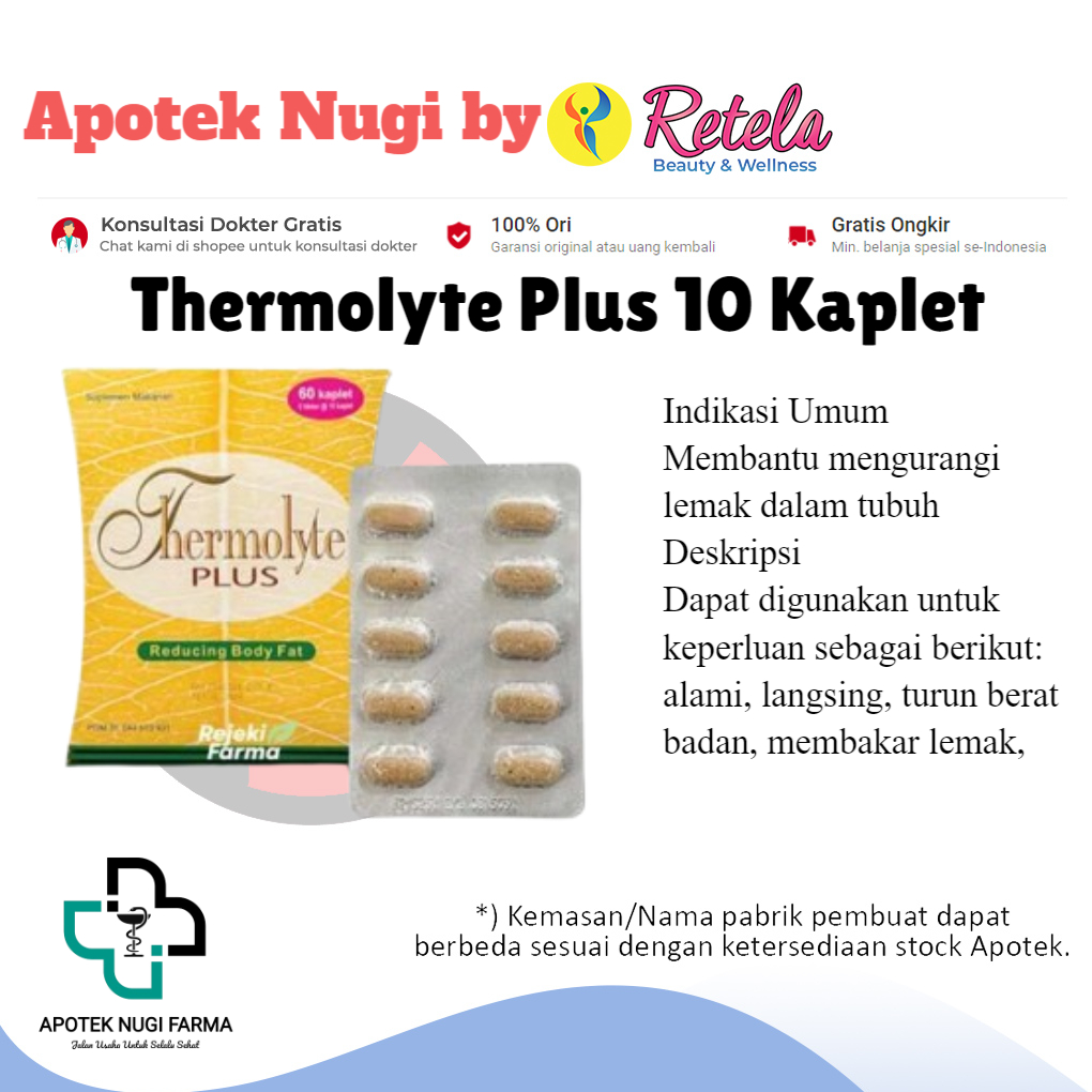 Jual Thermolyte Plus 10 Kaplet / Diet / Pleangsing / Lemak Darah ...