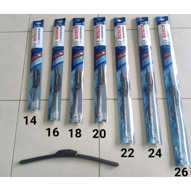 Jual Wiper Kaca Mobil merk Bosch Model Frameless 14" 16" 17" 18" 19" 20 ...