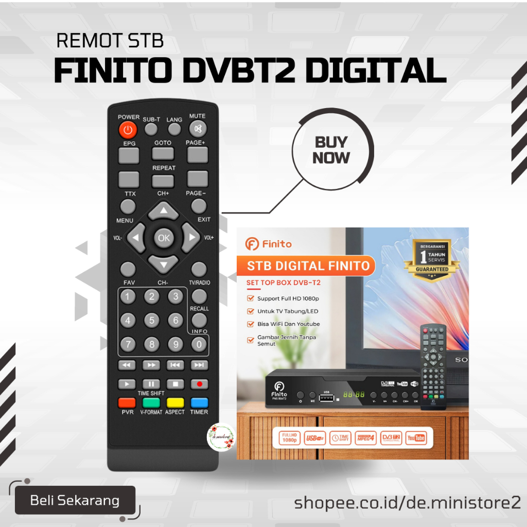 Jual Remote STB FINITO DVBT2 Kwalitas Original / REMOT SET TOP BOX ...