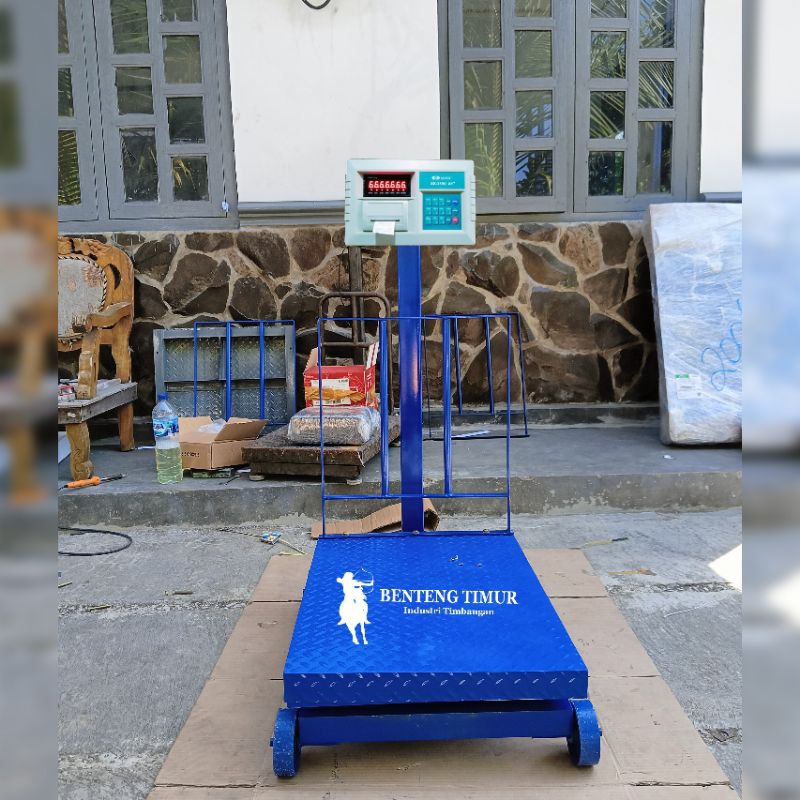 Jual timbangan duduk digital ada printer merk sonic a1p kap 100kg-500kg size 50x60cm ada roda ...