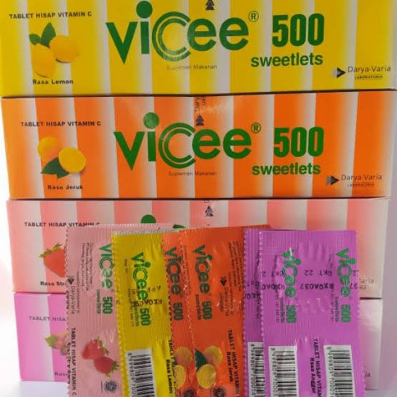 Jual Vicee Vitamin C 500mg 1 strip isi 2 tablet hisap | Shopee Indonesia