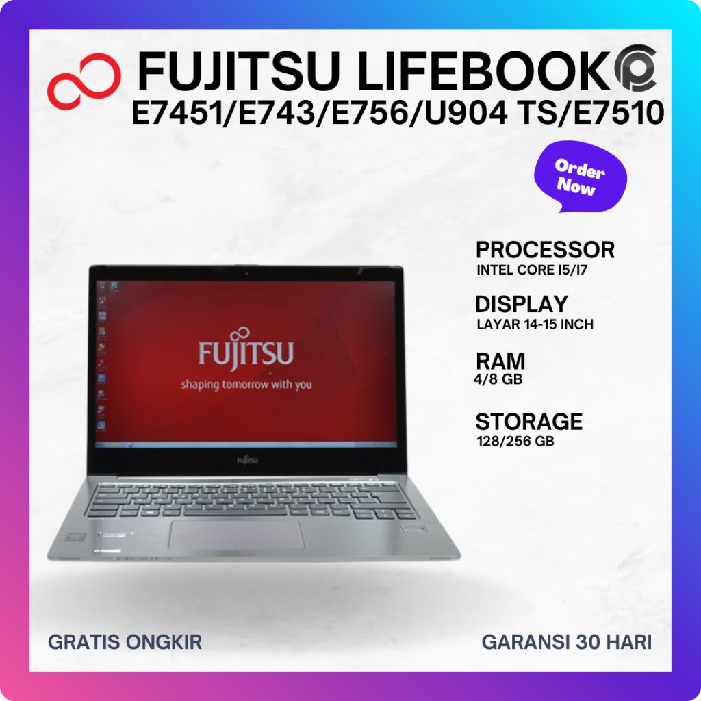 Jual Fujitsu Lifebook E7451 E743 E756 E7510 U904 TS I5/I7 Gen 2 3 4 6 10 Second Bergaransi Dan ...