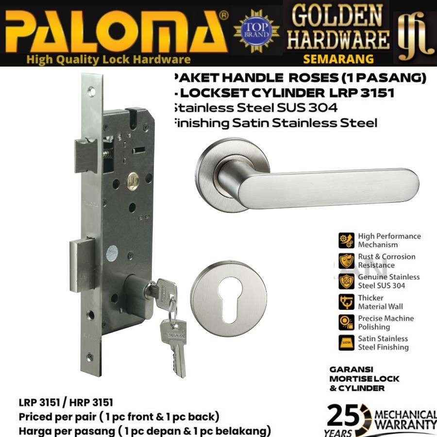 Jual PALOMA Gagang Pintu Door Handle Roses Set Stainless SUS 304 LRP ...