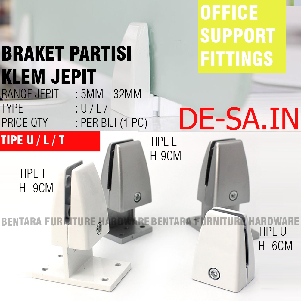 Jual Braket Partisi Akrilik Kaca Office Desk Support Bracket Clip Clamp ...