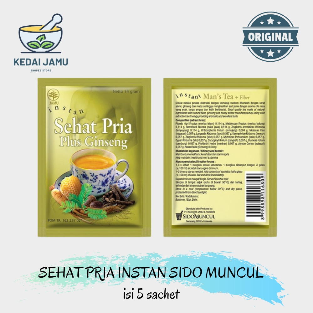 Jual Jamu Sehat Pria Instan Plus Ginseng 1 Box isi 5 Sachet - Menjaga ...