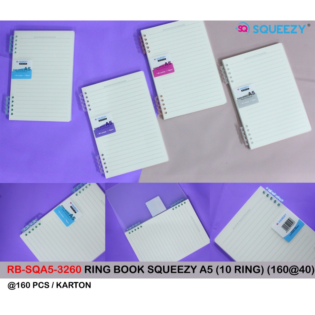 Jual Binder Notebook Squeezy A5 isi 60 Lembar / Notebook Binder Fancy ...