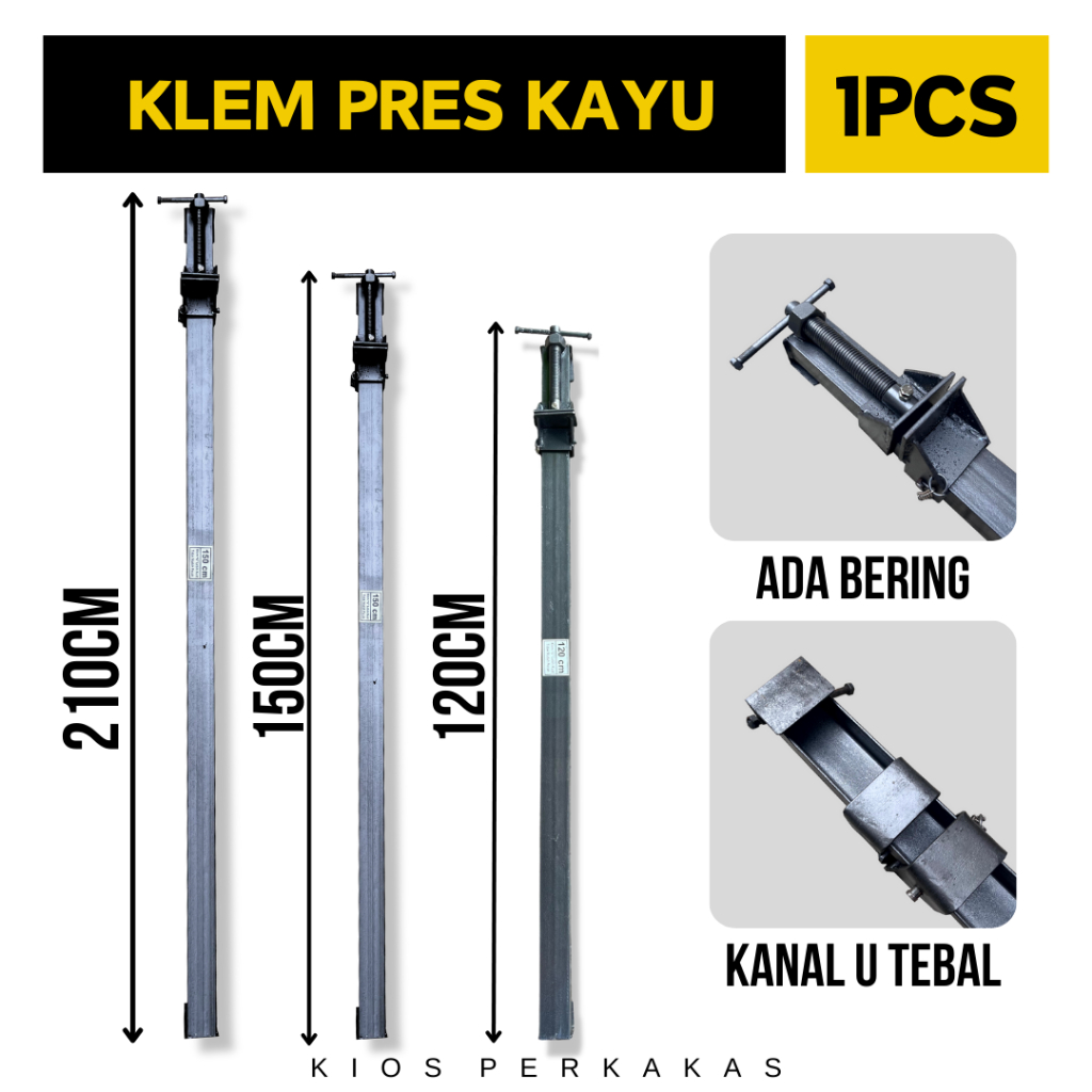Jual Klem kayu/Catok kayu Panjang 120cm 150cm 210cm Besi Kanal U alat ...