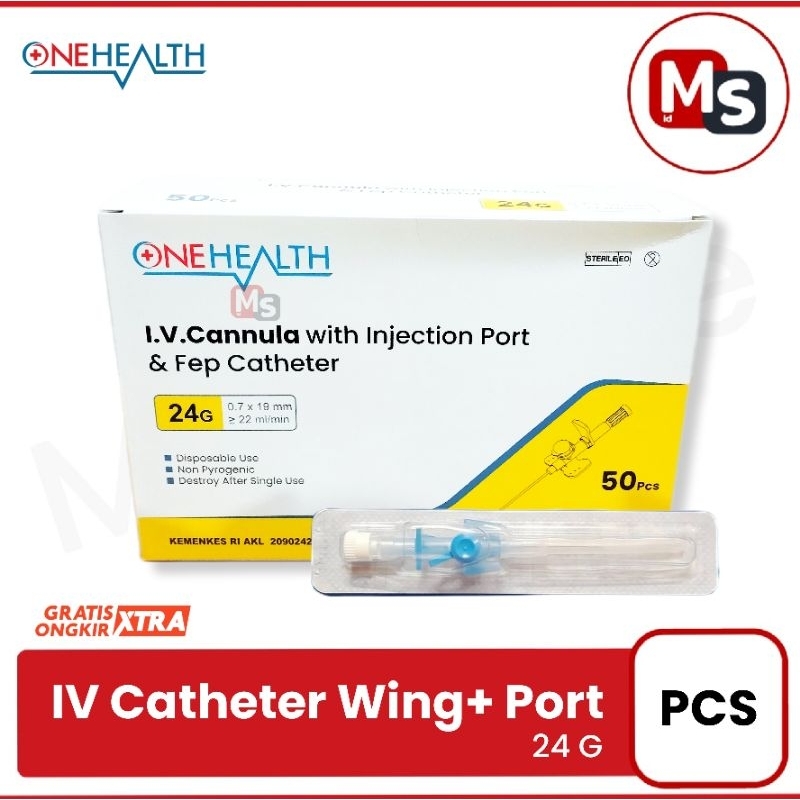 Jual Onehealth Iv Catheter With Injection Port 24 G Abocath Jarum Infus / Satuan M3 | Shopee ...
