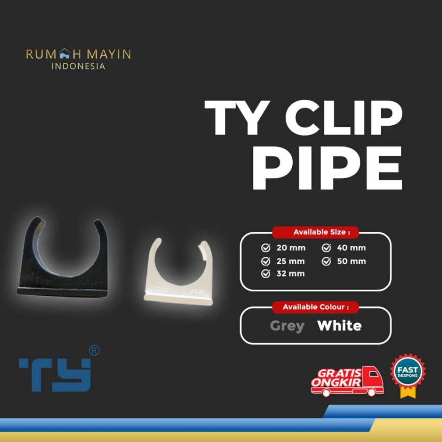 Jual TY Clip Pipe / Penjepit Pipa U – PVC by 3 Pawns | Shopee Indonesia