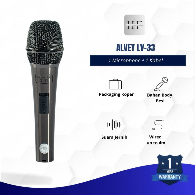 Jual Mikropon Kabel ALVEY LV-33 Mic Profesional Mic Kabel Mik Vokal Bahan Body Besi HF ...