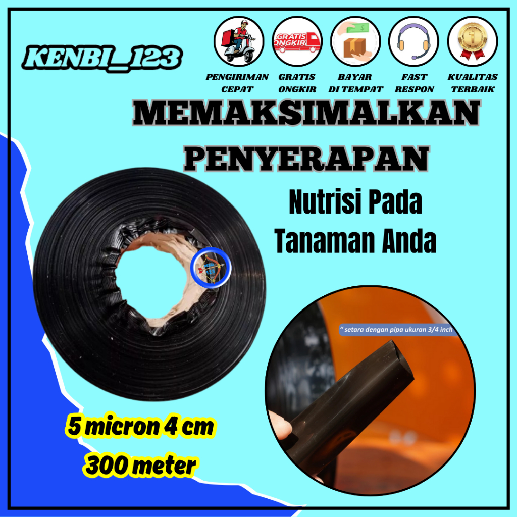 Jual Selang Irigasi Selang Drip 5 micron 4 cm 300 meter - Pipa 3/4 inch ...