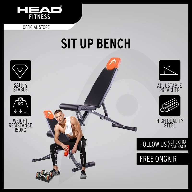 Jual Head Sit-Up Bench Kursi Gym Fitness Adjustable Press | Shopee ...