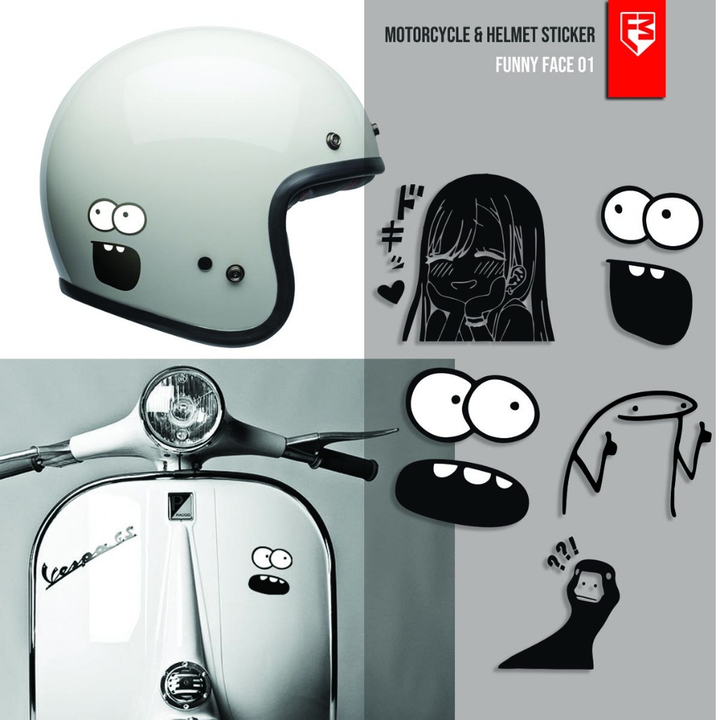 Jual Sticker Helm Sticker Motor Mobil Funny Face V1 aerox beat mio xmax ...