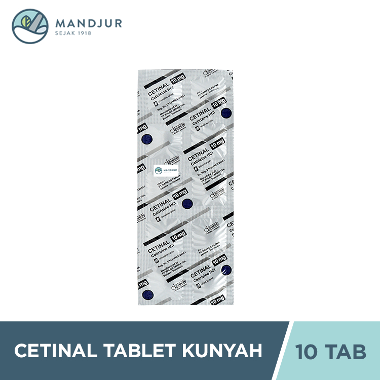 Jual Cetinal 10 mg 10 Tablet Kunyah - Obat Rhinitis dan Gatal Alergi ...