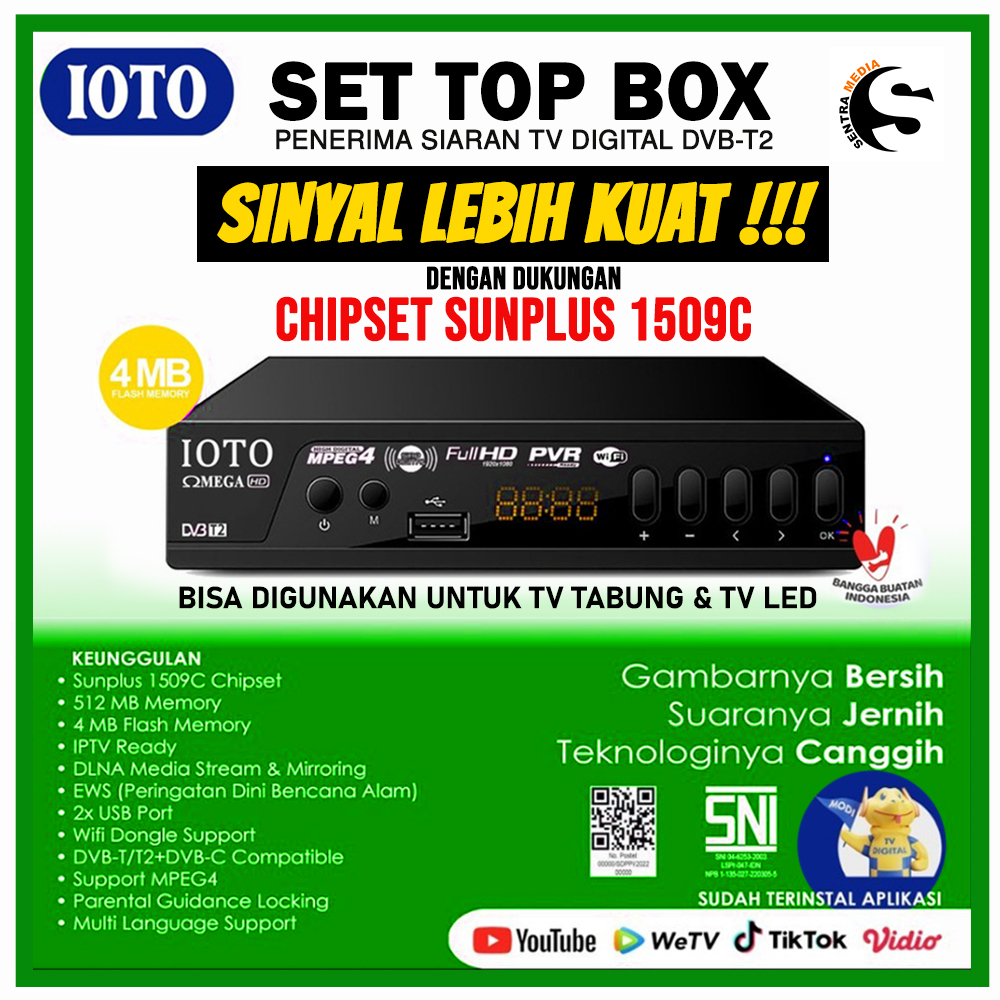 Jual SET TOP BOX STB IOTO OMEGA & FREEBOX DVB-T2 H-1 SE Versi Baru 2 ...