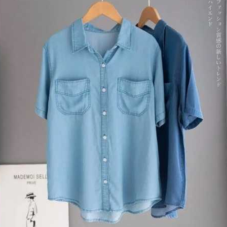 Jual SEVEN.CLOTH - Atasan Kemeja Jeans Lengan Pendek Pakaian Wanita ...