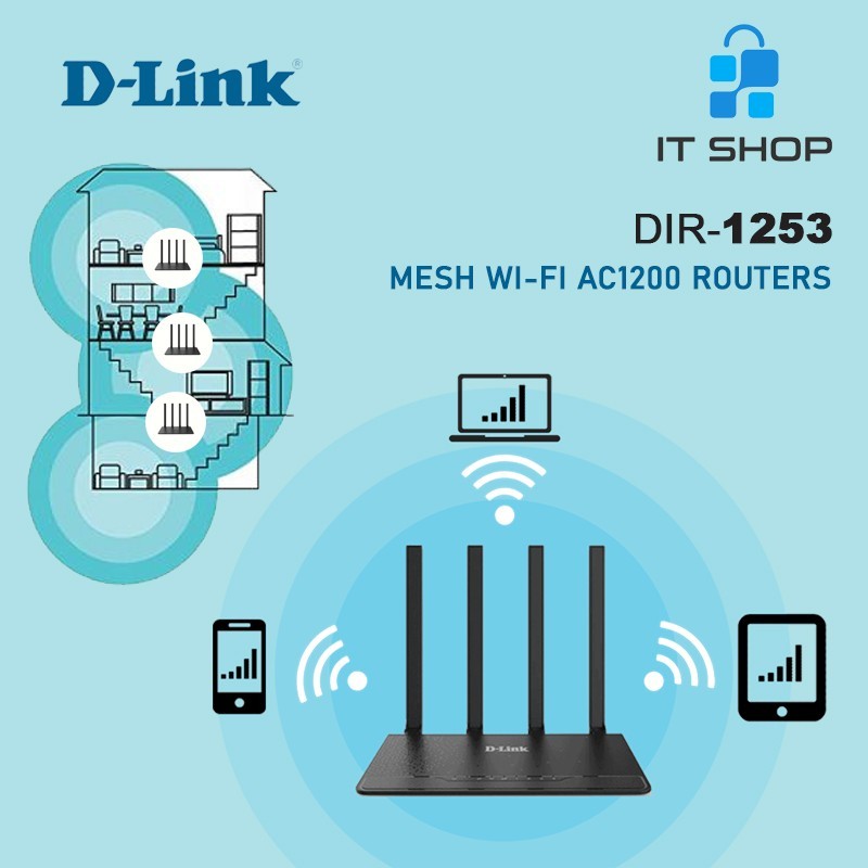 Jual D-Link MESH DIR-1253 AC1200 MU-MIMO Wi-Fi Gigabit Router | Shopee Indonesia