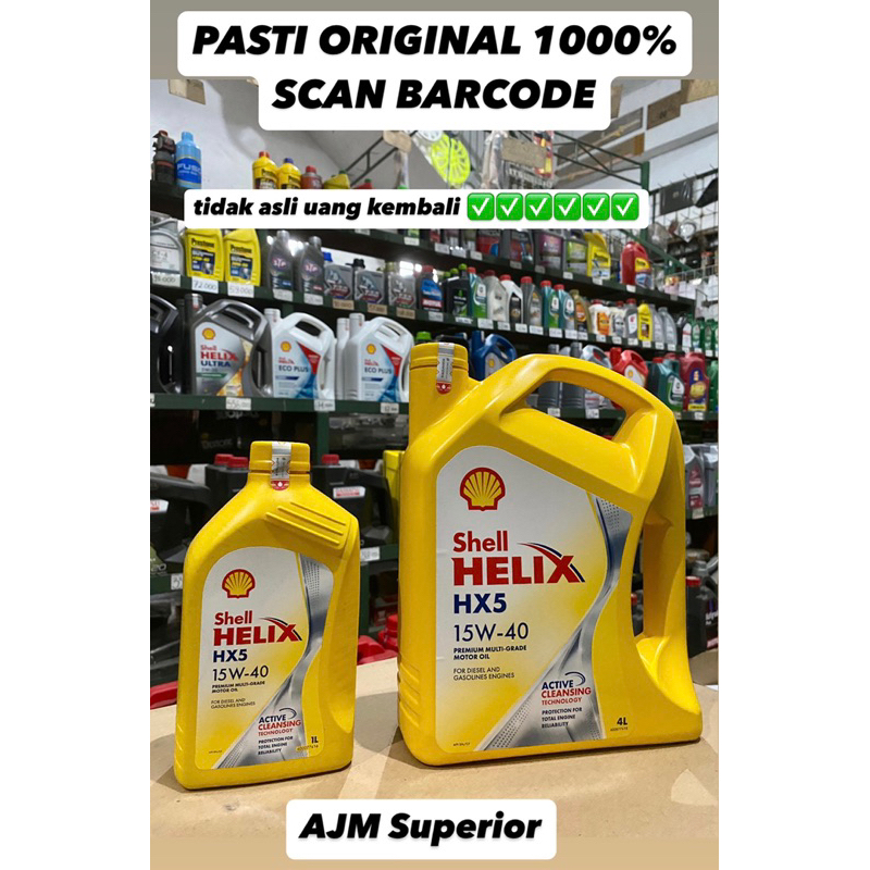 Jual Oli Shell Helix HX5 15W-40 ORIGINAL 100% BARCODE SCAN | Shopee ...