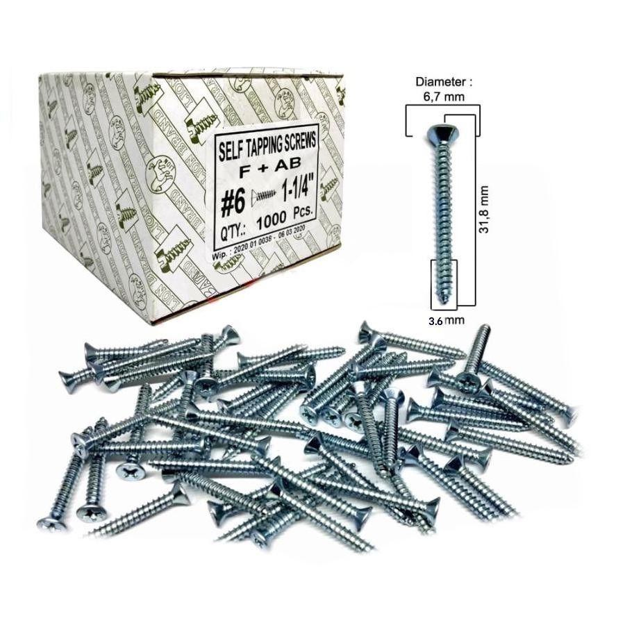 Jual ( 1 DUS = 1000 pcs ) Skrup Philips FAB 6 x 1-1/4" Self Tapping ...