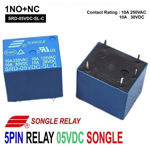 Jual Relay 5V 5 Pin Biru ORIGINAL SONGLE 5V 10A 5pin untuk project Arduino dan Elektronika 5 ...
