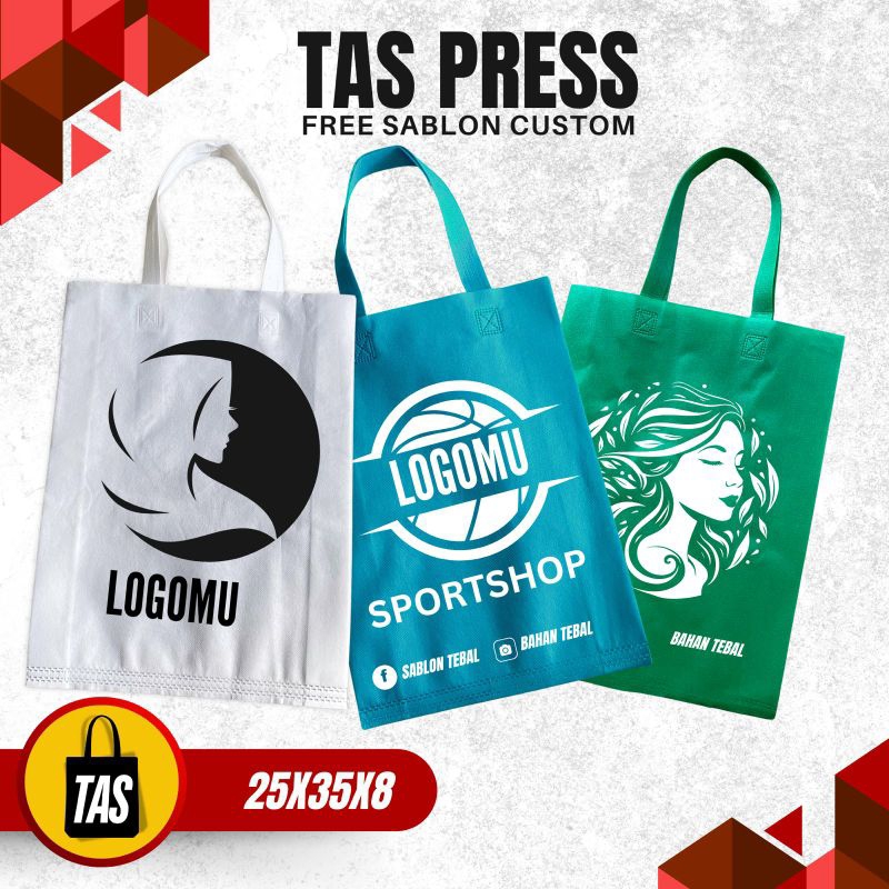 Jual TAS TOKO MODEL PRESS UK. 25X35X8 BAHAN SPUNDBOND CUSTOM DESAIN ...