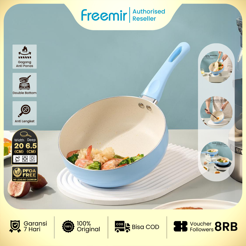 Jual [Original] Free Piring 2Pcs - freemir Wajan Panci Anti Lengket 20 ...