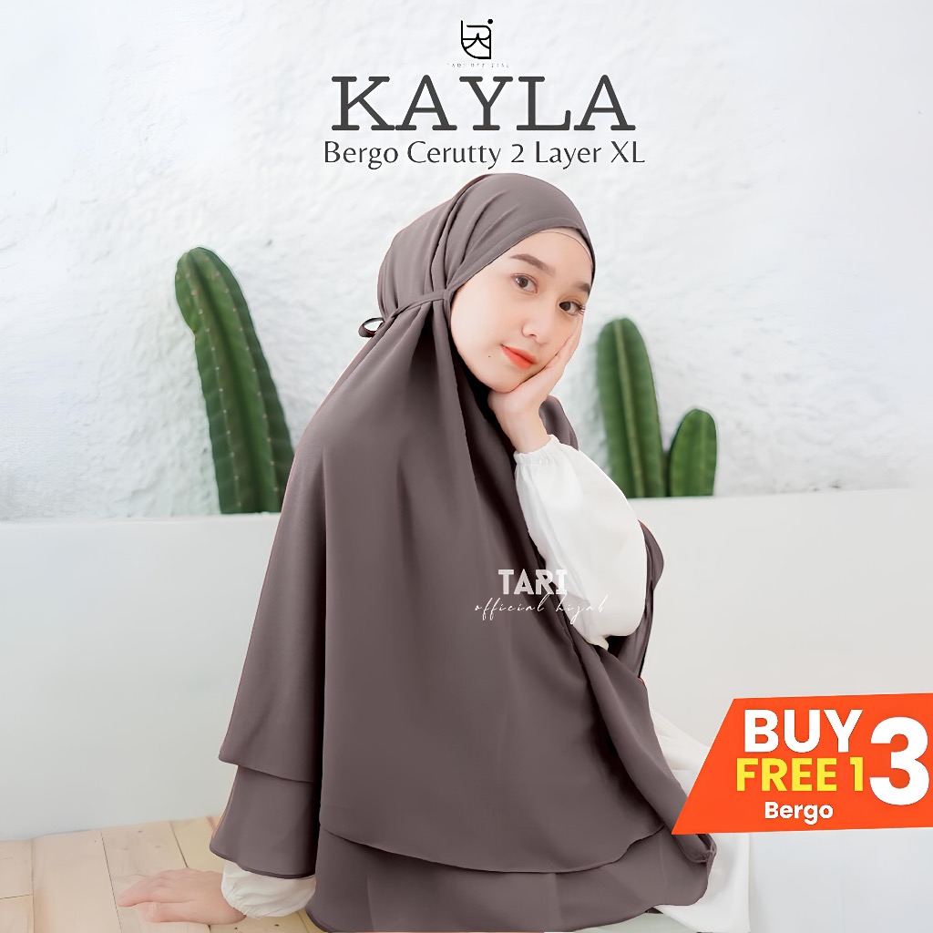 Jual 𝐓𝐀𝐑𝐈 - Hijab Khimar Syar’i Kayla Ceruty Babydoll Premium Dua Layer ...