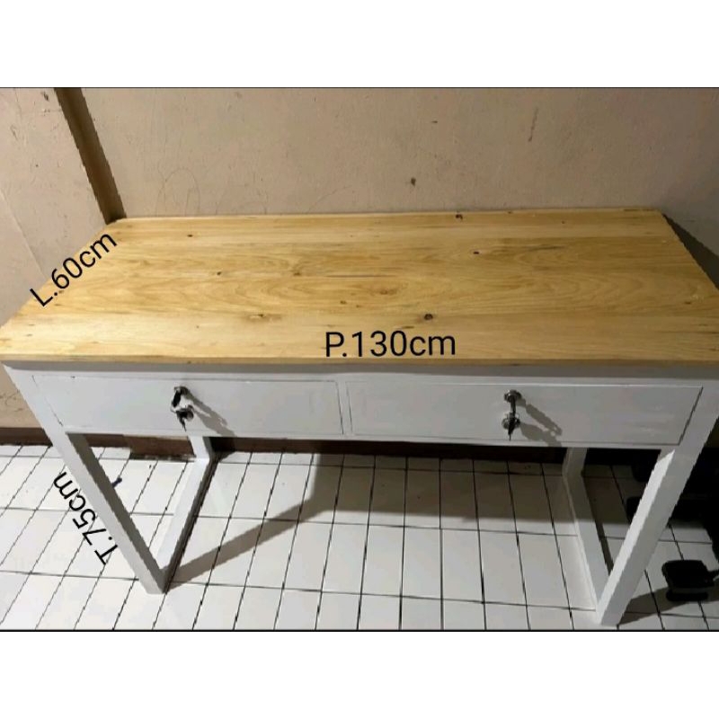 Jual termurah meja laci bahan jati belanda ukuran p130xL60T75cm meja usaha/meja kerja/meja ...