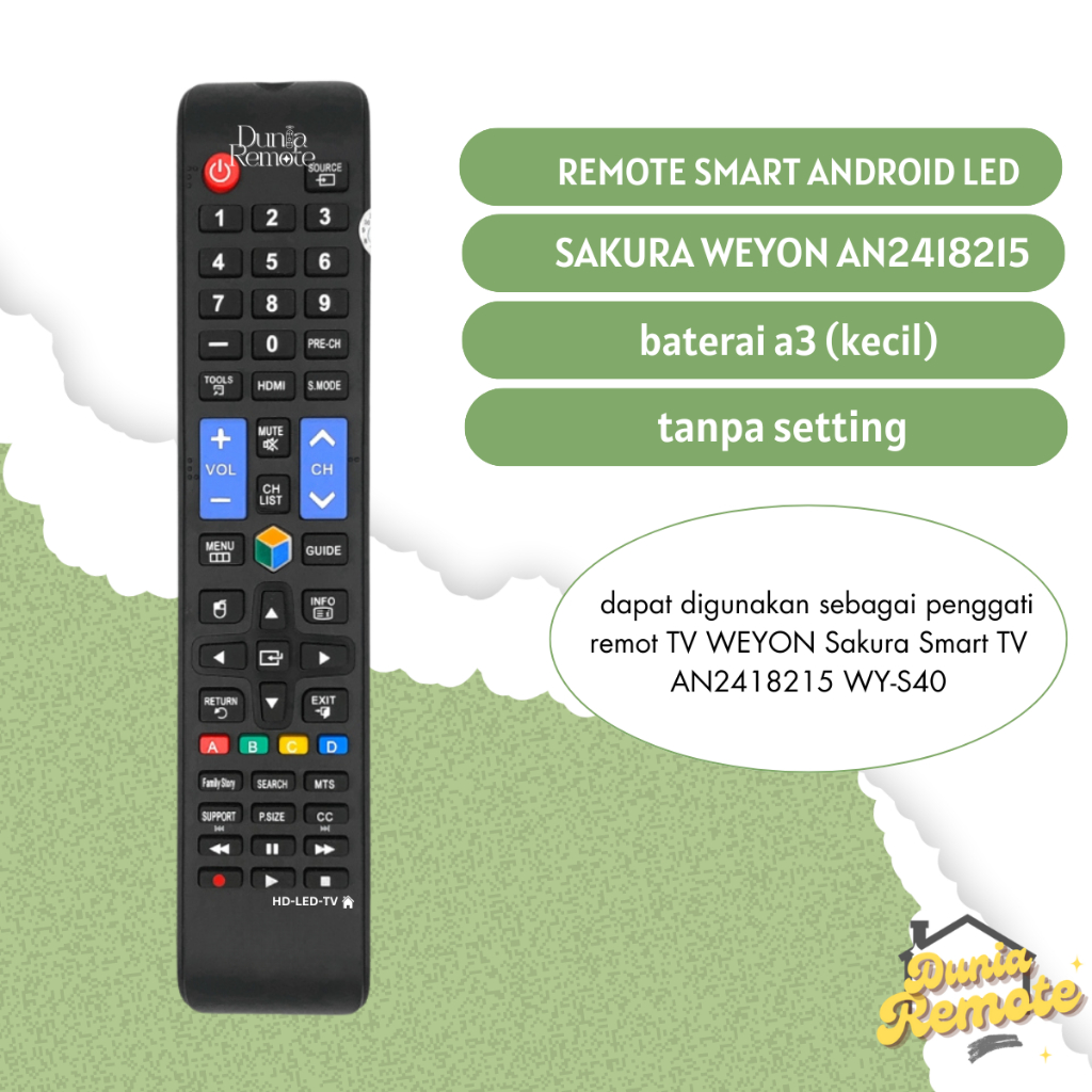 Jual REMOTE REMOT TV WEYON SAKURA SMART LED LCD WY-S40 ANDROID HD LED ...