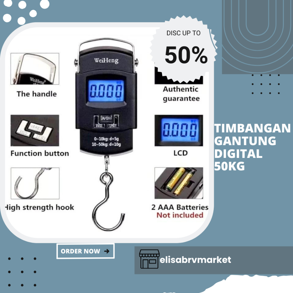 Jual TIMBANGAN GANTUNG DIGITAL 50KG|timbangan gantung digital portable scale 50kg berkualitas ...