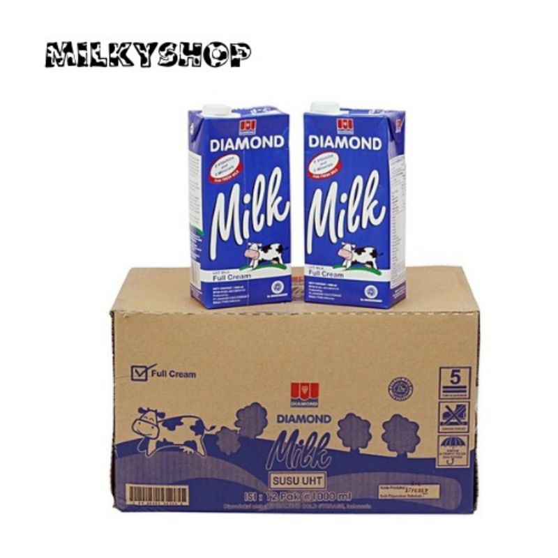 Jual Susu UHT Diamond Full cream 1carton (1 liter X 12pcs) Pengiriman Via Gojek Instan | Shopee ...