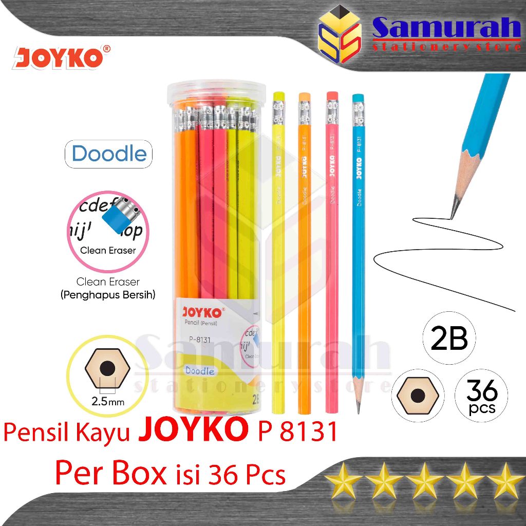 Jual Pensil Kayu Joyko 2B P8131 isi 36 pcs per Box / Trifelo TF 789 2B ...