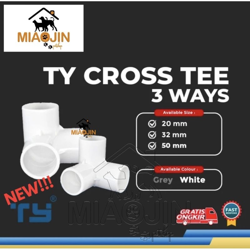 Jual TY Tee Cross 3 Way Pipe Pipa Aquarium U - PVC by 3pawns Akuarium Aquascape Mayin 3 pawns ...