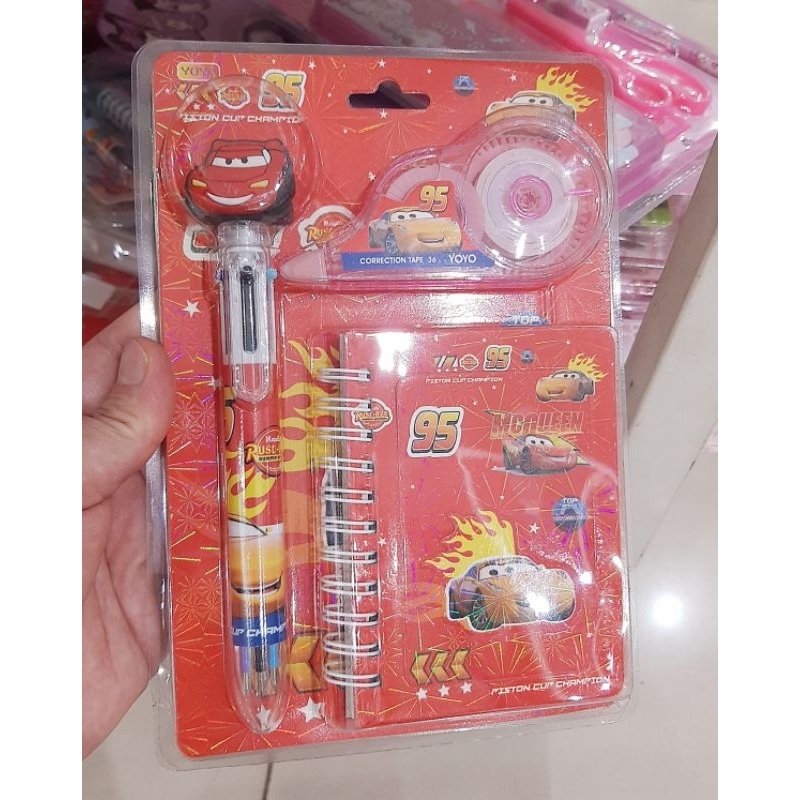 Jual stationery set karakter cars tip ex karakter cars alat tulis ...