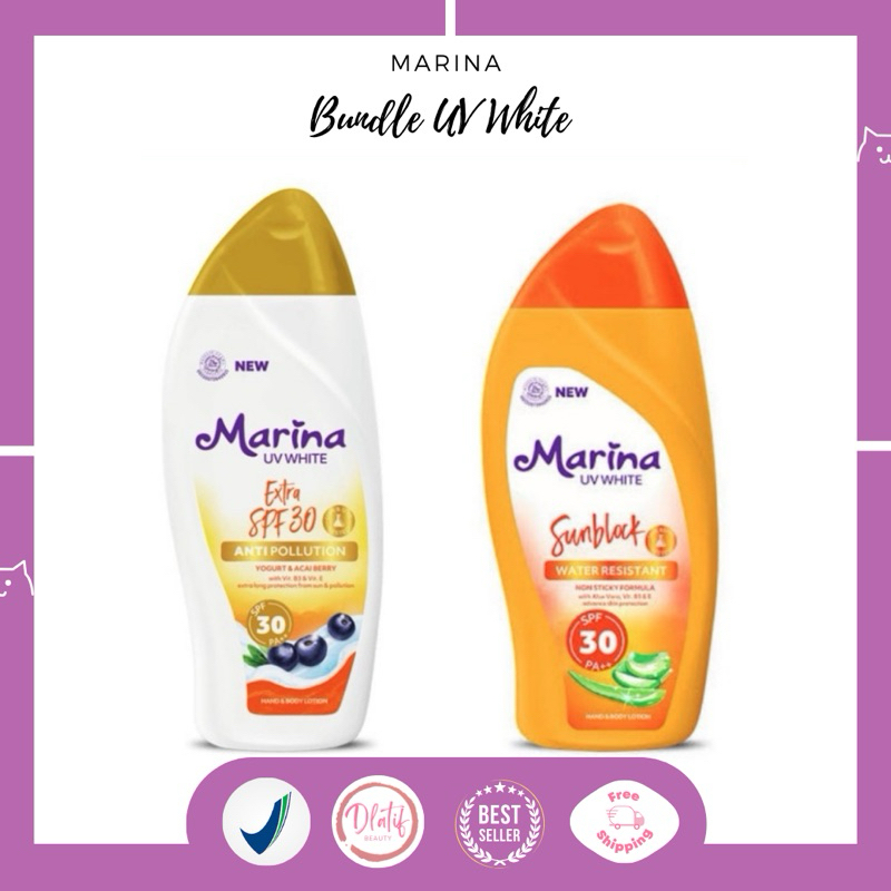 Jual MARINA Uv White Sunblock Water Resistent Spf 30 PA++ 85ml | Marina ...
