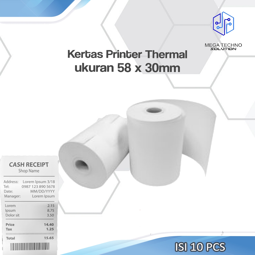 Jual Kertas Printer Thermal ukuran 58 x 30mm Murah Isi 10 pcs | Shopee ...