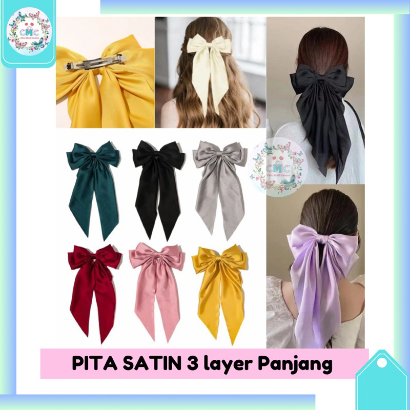 Jual CMALL - Jepit Pita Satin Korea 3 LAYER Import Jepitan Pita Besar ...