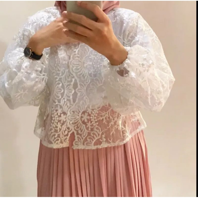 Jual Outer Crop Top Wanita Tulle Brokat Sapto Terbaru Kondangan ...