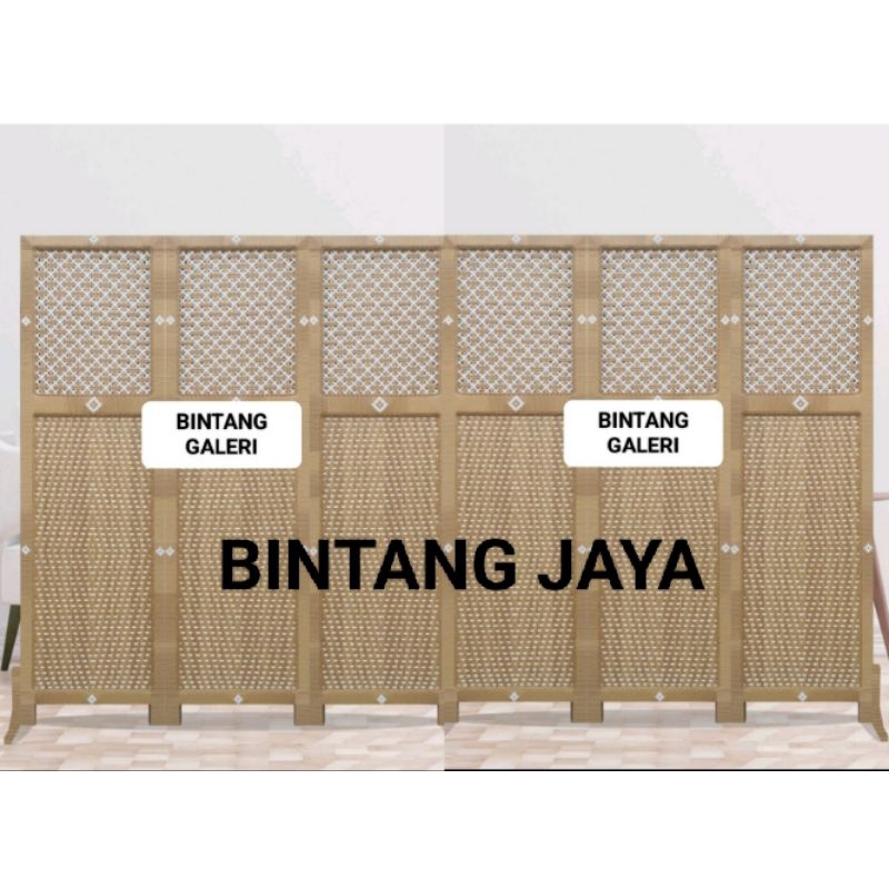 Jual ( 6 PANEL ) Sketsel Ruangan Rotan Sintetis Pembatas Sekat Ruangan ...