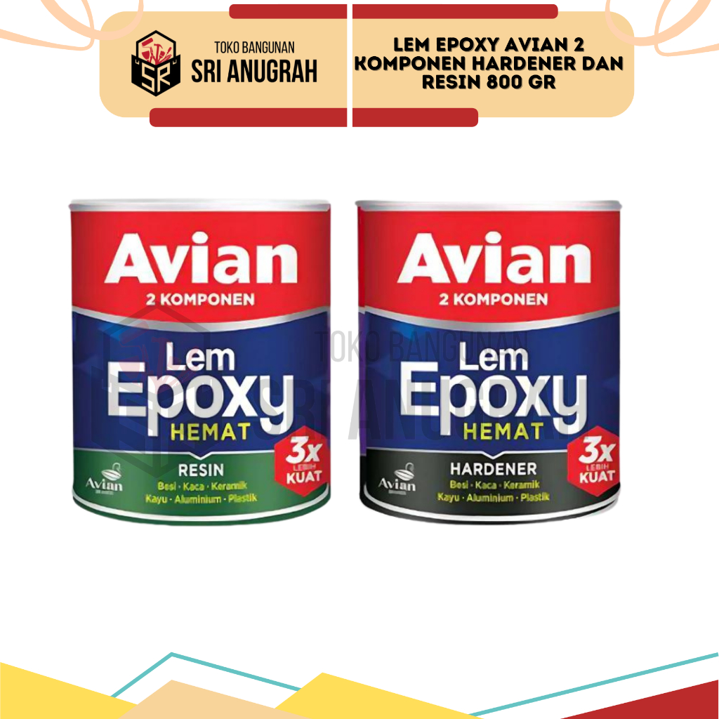 Jual Lem Epoxy Avian 2 Komponen Hardener Dan Resin 800 gr | Shopee Indonesia