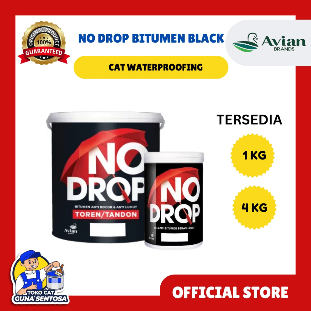 Jual CAT WATERPROOFING NO DROP BITUMEN BLACK | Shopee Indonesia