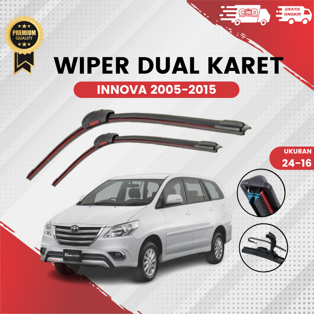 Jual Wiper Double Karet Fremeless Toyota Innova 2005-2015 | Ukuran 24 ...