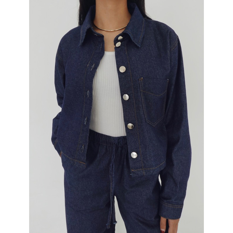 Jual PUFF IT UP - Denim One Set / Denim Jacket / Denim Pants / Cropped ...