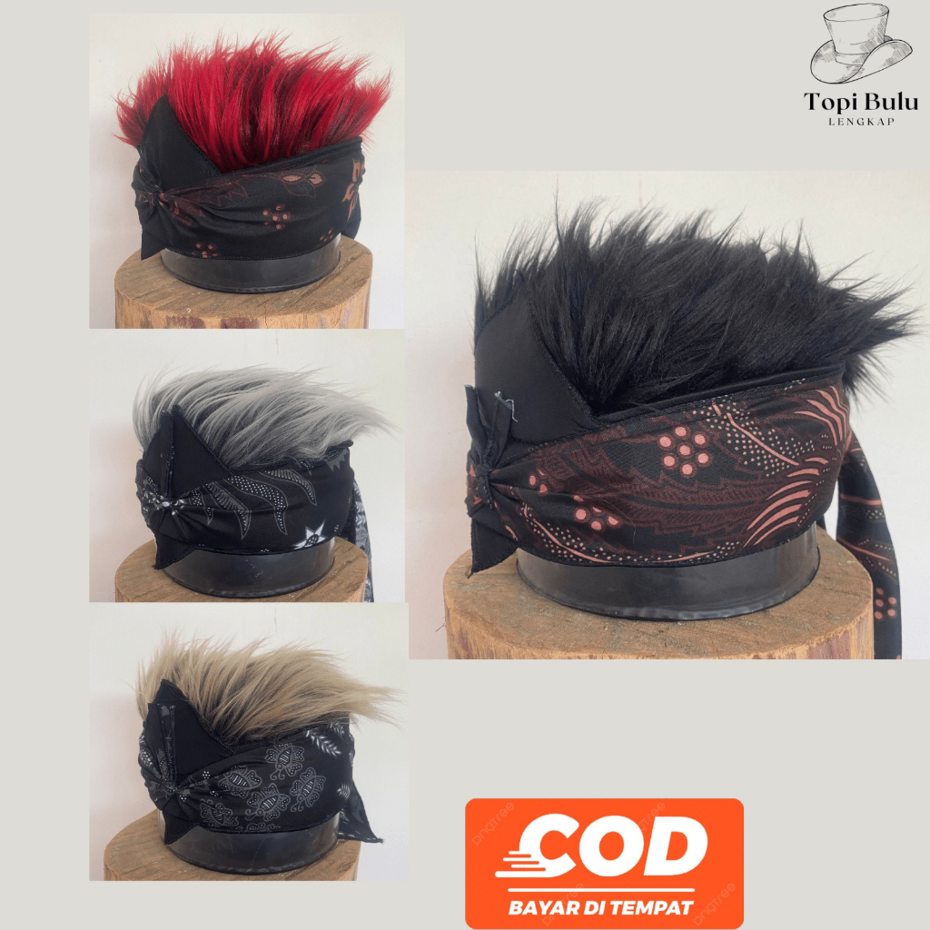 Jual udeng jawa premium topi udeng rambut / udeng topi rambut palsu ...