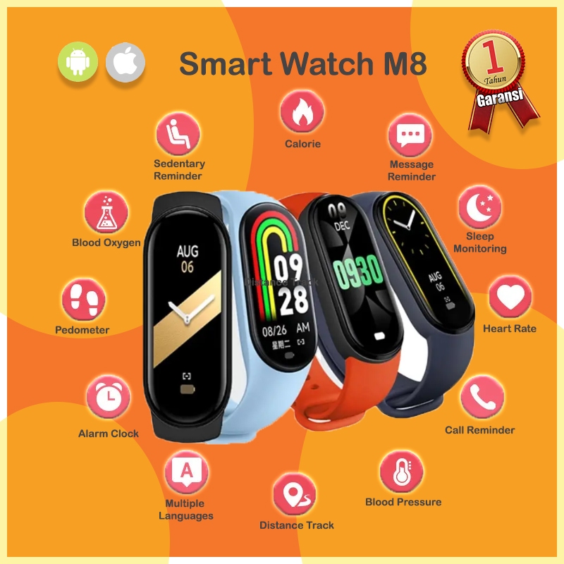 Jual Smartband M8 Bracelet SmartWatch Fitness Tracker Step Jam Tangan ...