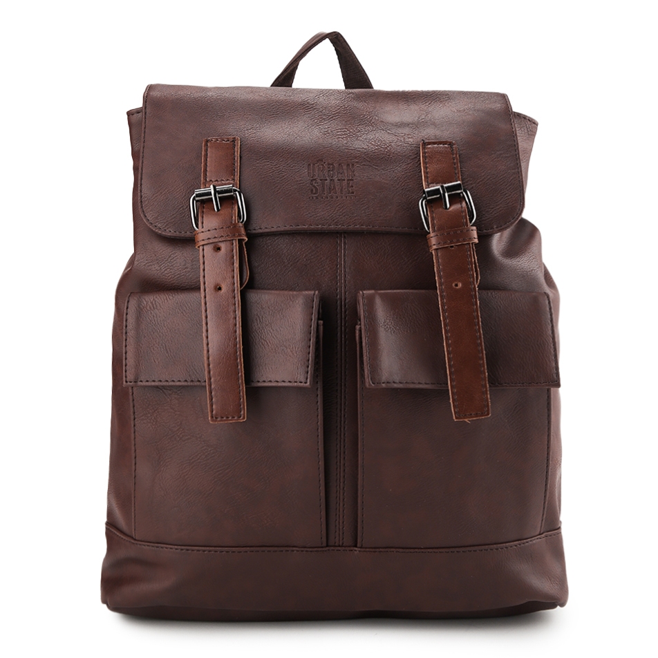 Jual Urban State - Distressed Leather Hitch Backpack - Dark Brown | Shopee Indonesia