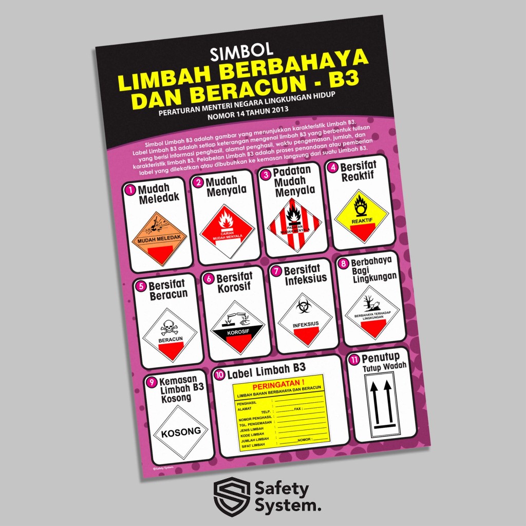 Jual Poster K3 Keselamatan Kerja Safety Simbol Limbah Beracun Berbahaya B3 | Shopee Indonesia