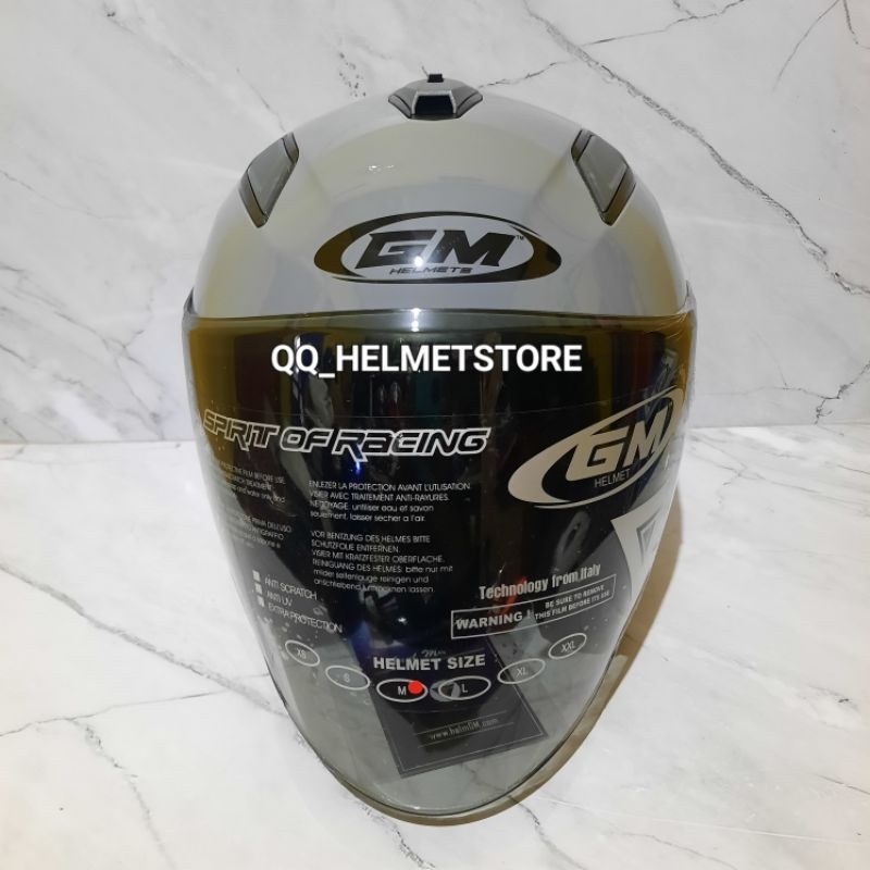 Jual Helm GM King Fighter Grey Gloss Helm Half Face | Shopee Indonesia
